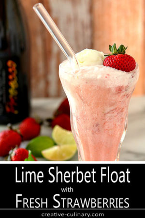Lime Sherbet Float with Strawberries and Prosecco - Creative Culinary