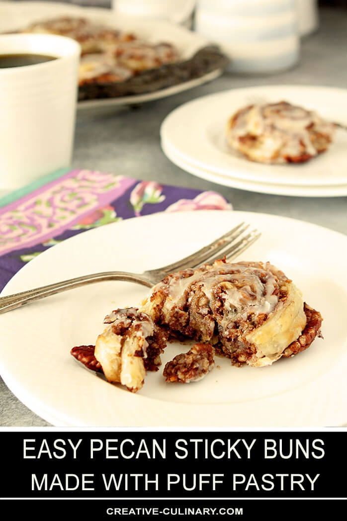Puff Pastry Pecan Sticky Buns with Maple Bourbon Glaze - Creative Culinary
