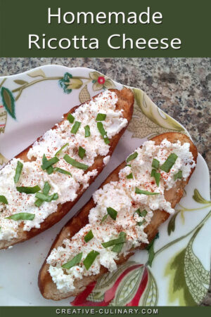 Homemade Ricotta Cheese (with Lemon) - Creative Culinary